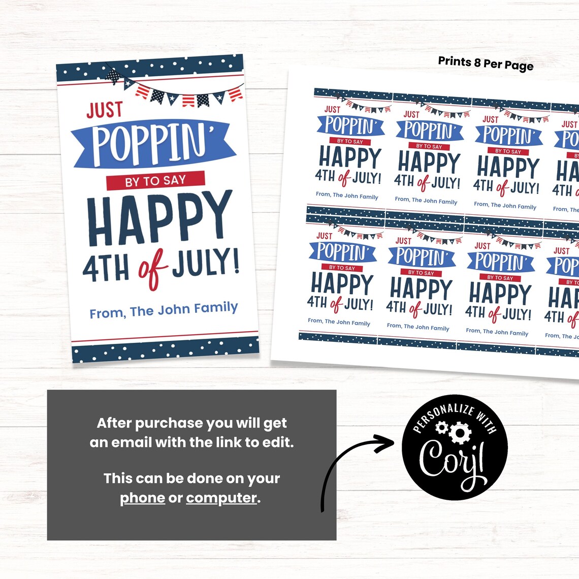 4th of July Popcorn Tag, July Employee Appreciation, 4th of July Treat ...