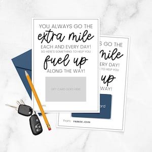 Gas Gift Card, Teacher Appreciation Printable Card, Teacher Thank You ...