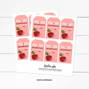 Applesauce Valentines, You're Awesomesauce, Applesauce Tag, Classroom ...