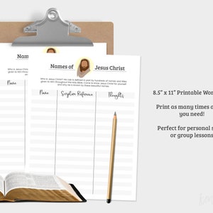 Names of Jesus, Lesson on Jesus Christ, Bible Study Worksheet, Sunday ...