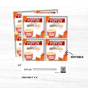 Fall Popcorn Gift Tag, Caramel Corn Gift Tag, Thanksgiving Gift Tag ...