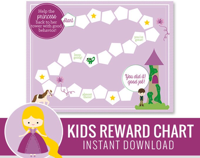 Printable Kids Reward Chart Princess Instant Download Printable - Etsy