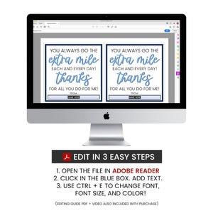 Extra Mile Tag, Employee Appreciation Gift Tags, Staff Thank You Card ...