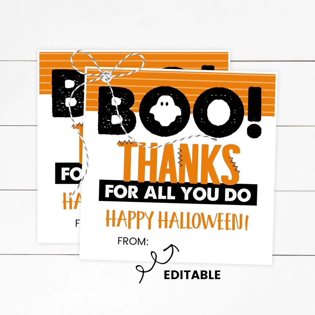 Halloween Gift Tag, Thank You Gift Tag, Teacher Staff Employee School ...