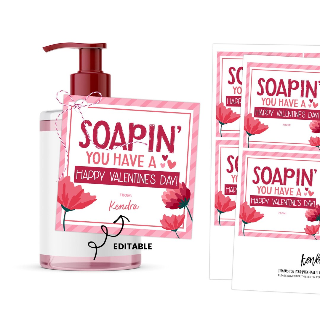 Hand Soap Gift Tag, Valentines Soap Tag, Teacher Valentine Tag, Soapin ...