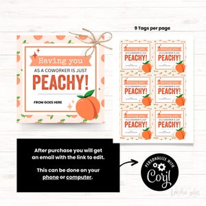 Peach Gift Tag, Peachy Working With You, Coworker Thank You Tag ...