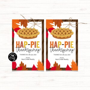 Pie Gift Tag, Thanksgiving Pie Label, Hap-pie Thanksgiving Tag ...