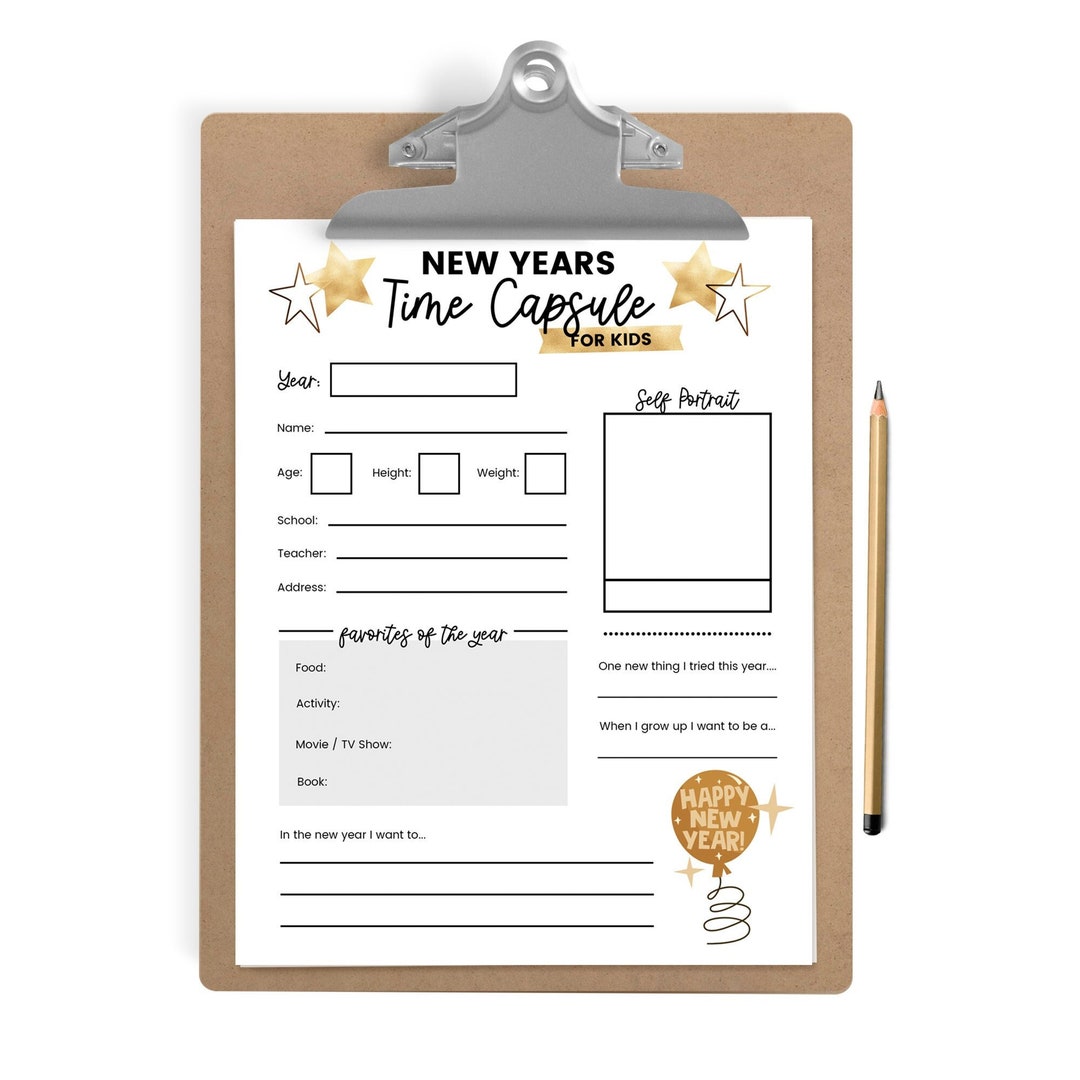 New Years Time Capsule, Year in Review, New Years Kid Activities, Kids ...