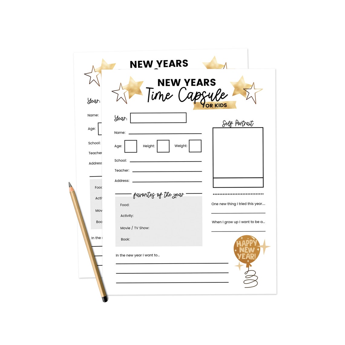 New Years Time Capsule, Year in Review, New Years Kid Activities, Kids ...