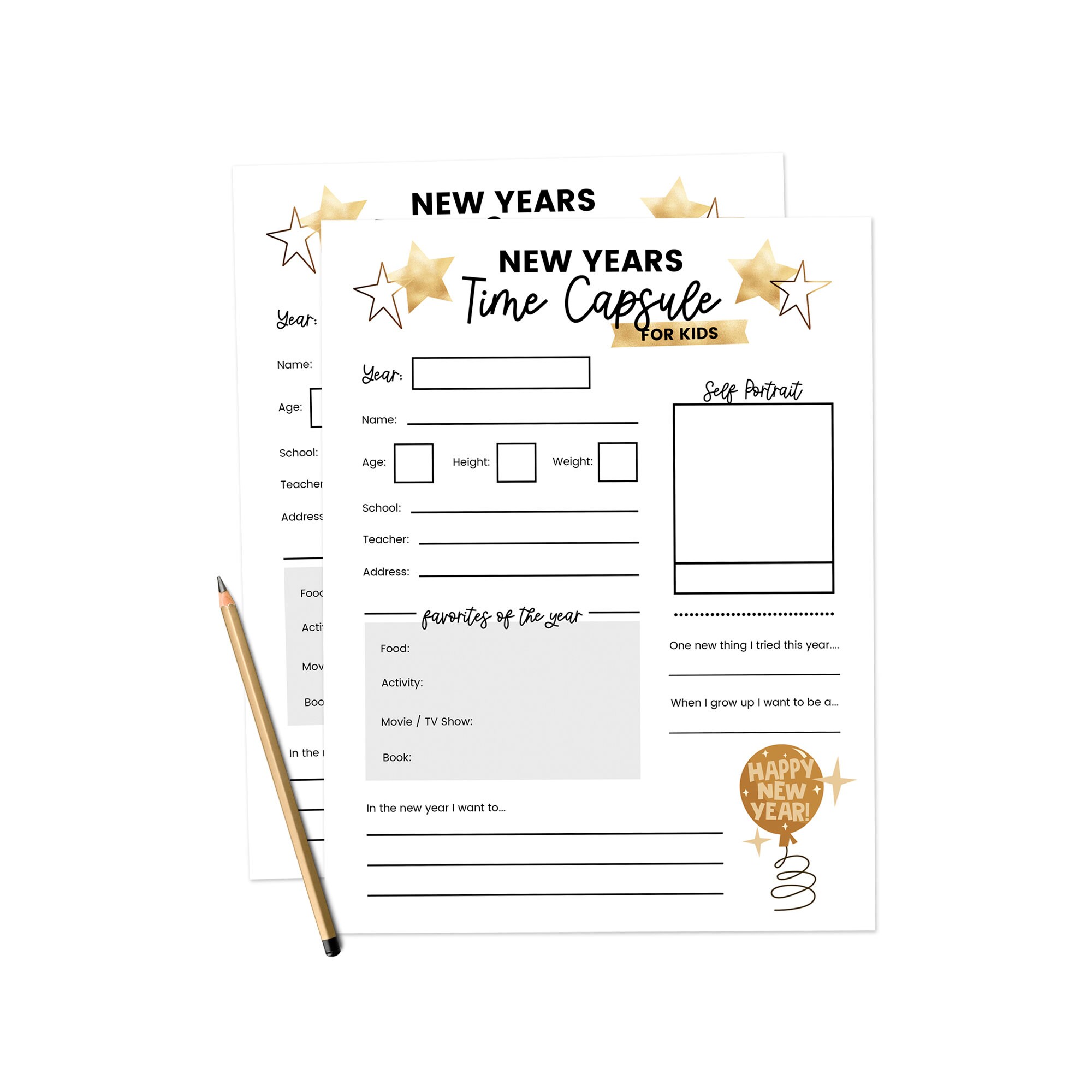 New Years Time Capsule, Year in Review, New Years Kid Activities, Kids ...