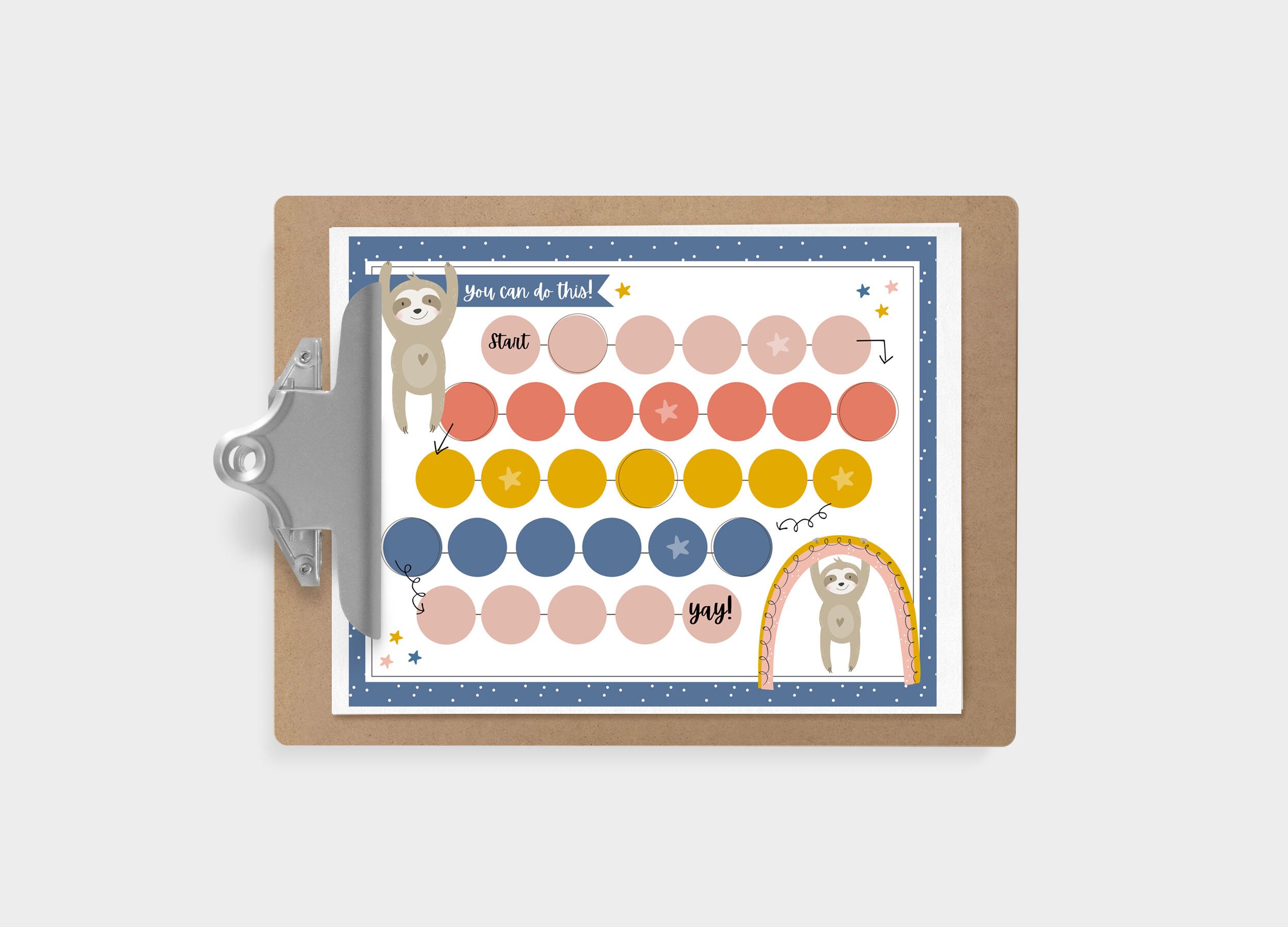 Reward Chart Printable, Kids Chore Chart, Sloth, Digital Download ...