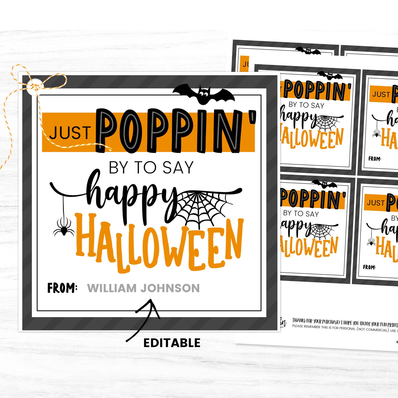 Pop It Halloween Tag Class Halloween Gift Just Poppin By - Etsy