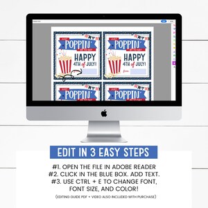 4th of July Popcorn, Fourth of July Printable Tag, Independence Day ...