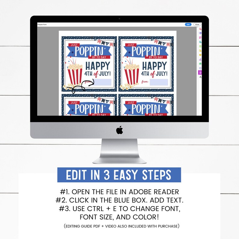 4th of July Popcorn Fourth of July Printable Tag - Etsy