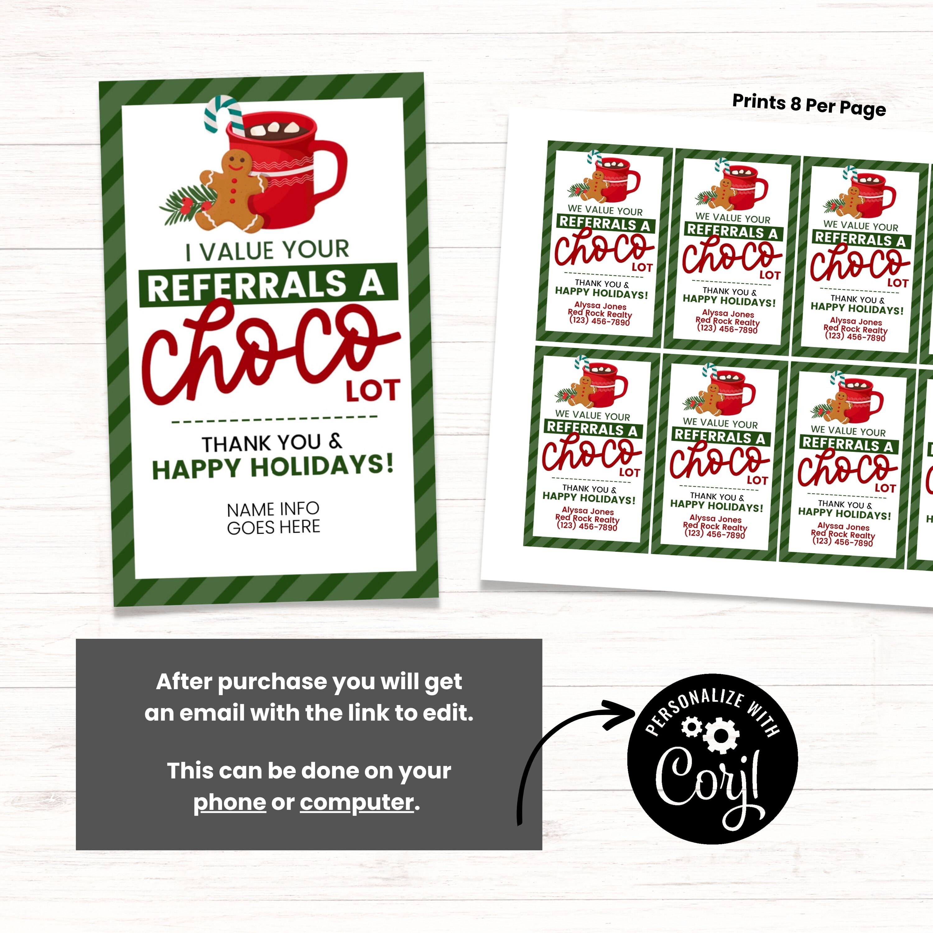 Hot Chocolate Referral Tag, Christmas Client Thank You, Realtor ...