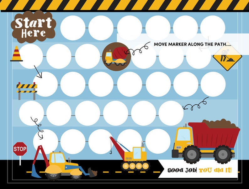 Construction Truck Chart Printable Reward Chart Kids Chore - Etsy