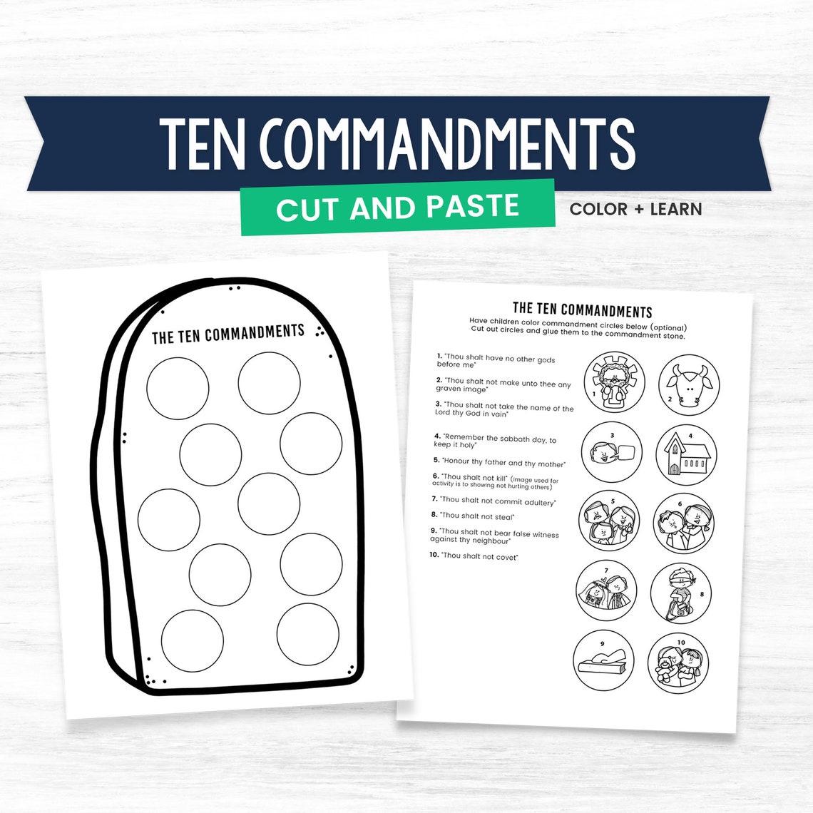 Ten Commandments Activity Bible Game for Kids Kid Bible - Etsy