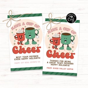 Have A Cup of Cheer Tag, Hot Chocolate Printable, Christmas Coffee Tag ...