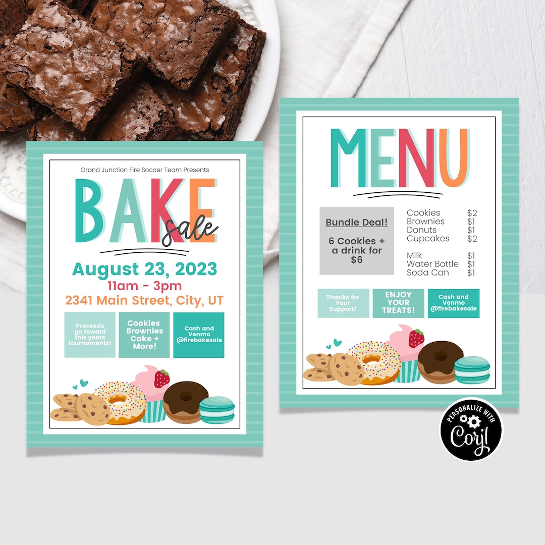 Bake Sale Flyer, Fundraiser Template, School Fundraiser Flyer, Food ...