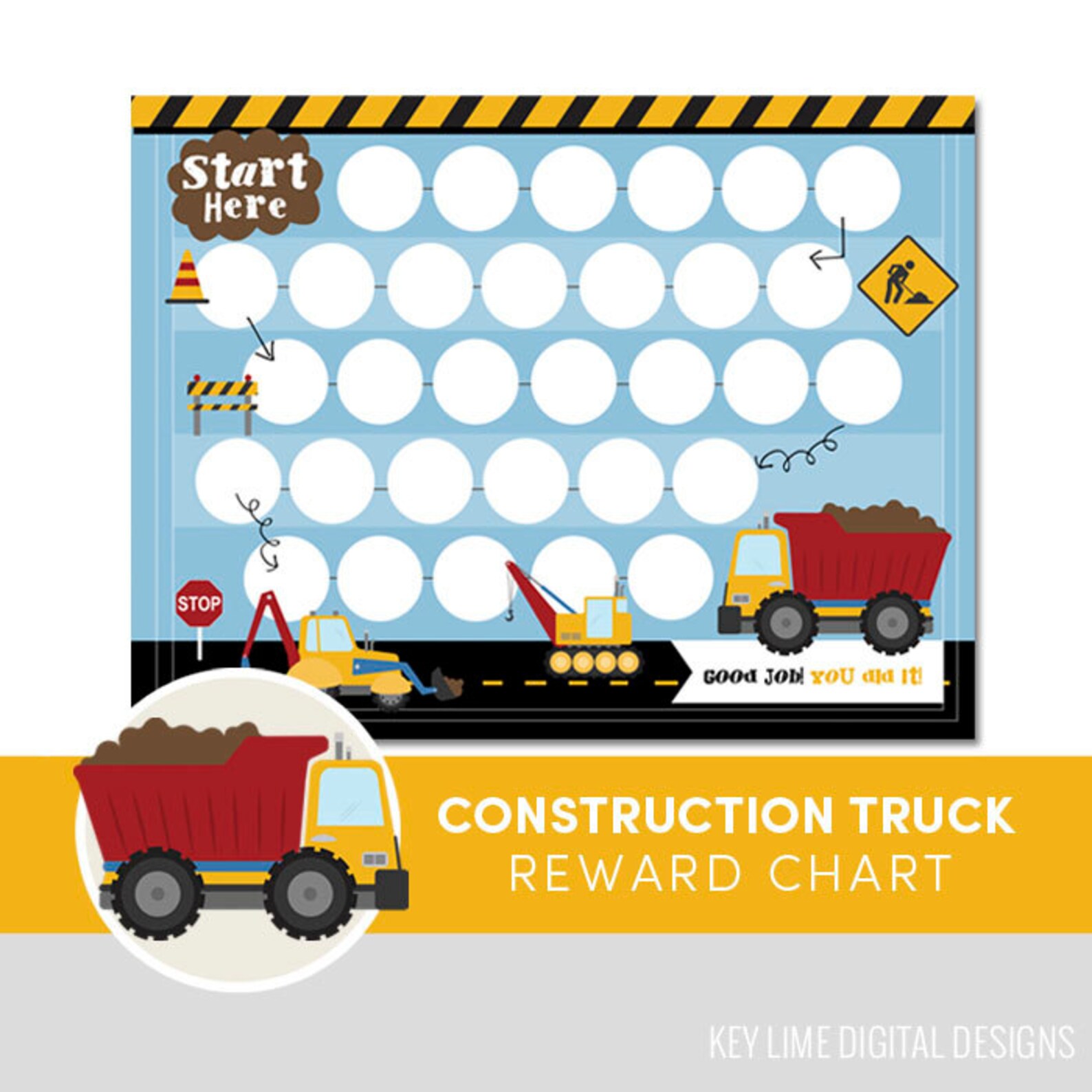Construction Truck Chart Printable Reward Chart Kids Chore - Etsy