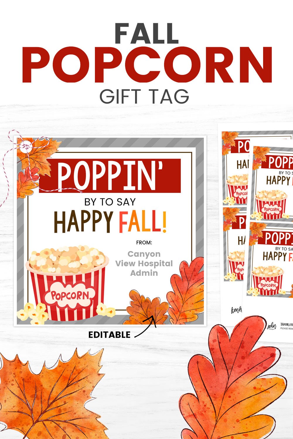 Fall Popcorn Gift Tag, Caramel Corn Gift Tag, Thanksgiving Gift Tag ...