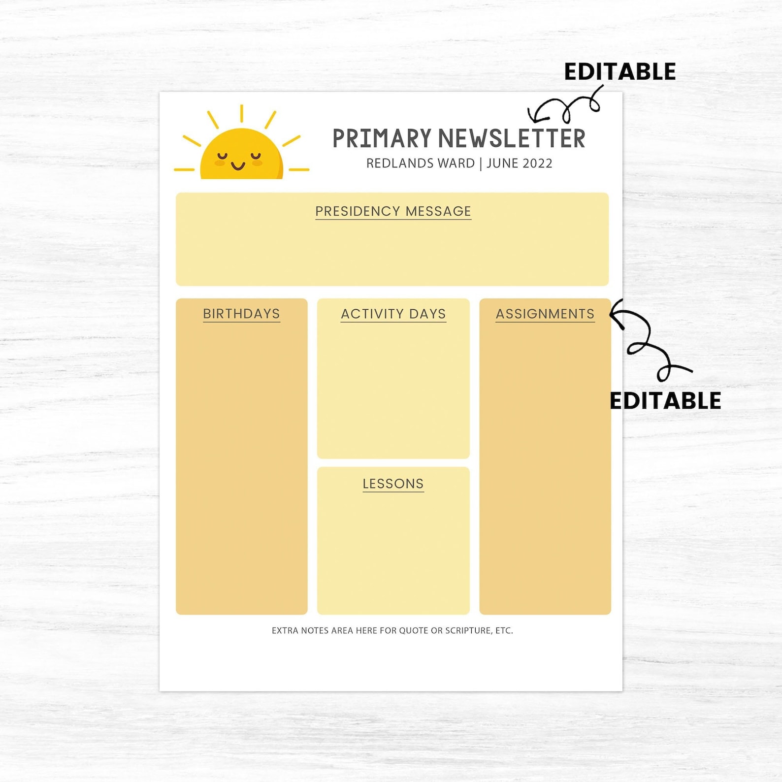 Primary Newsletter LDS Newsletter Template Church - Etsy