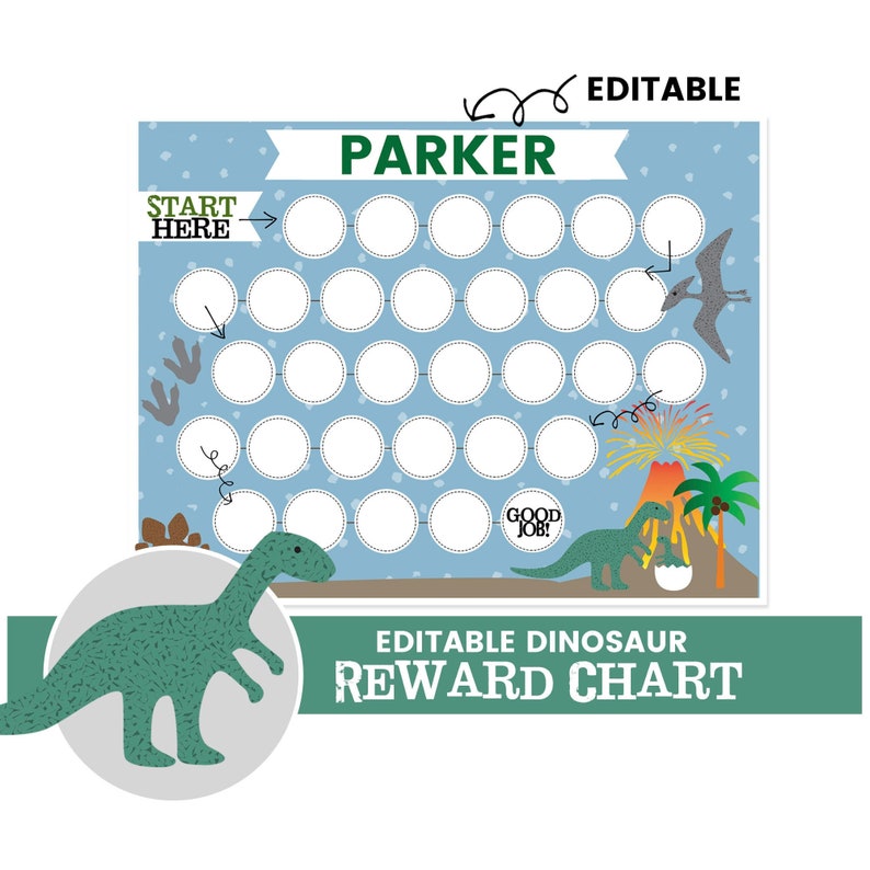 Dinosaur Reward Chart Reward Chart for Kids Behavior Chart - Etsy