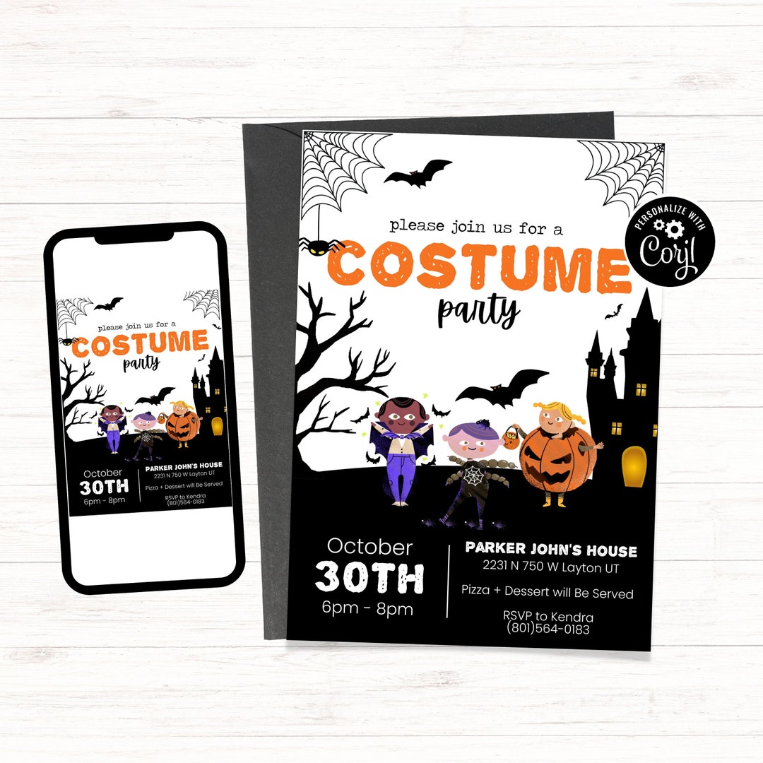 Halloween Costume Party Invitation, Costume Party Printable, Spooky ...