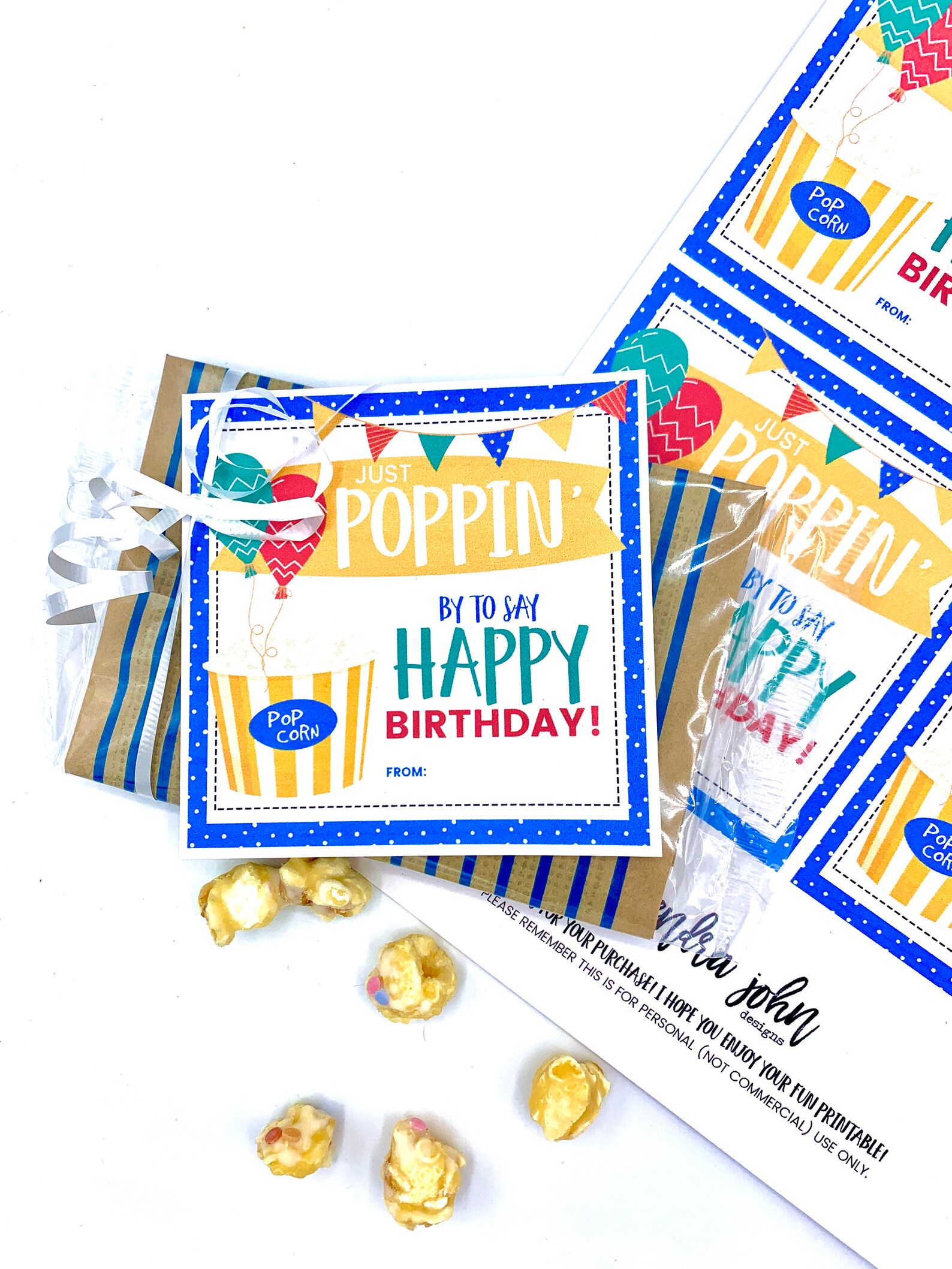 Popcorn Gift Tag, Happy Birthday Treat Tag, Just Poppin' By ...