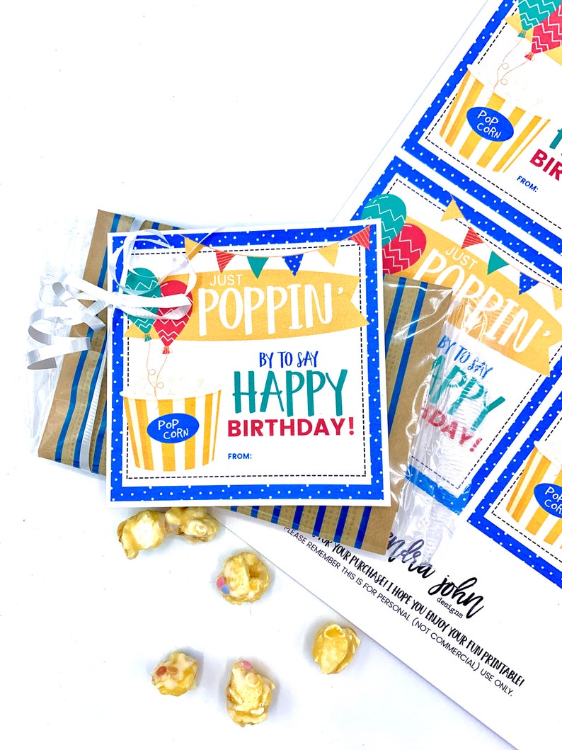 Happy Birthday Treat Tag Just Poppin' By Ministering | Etsy