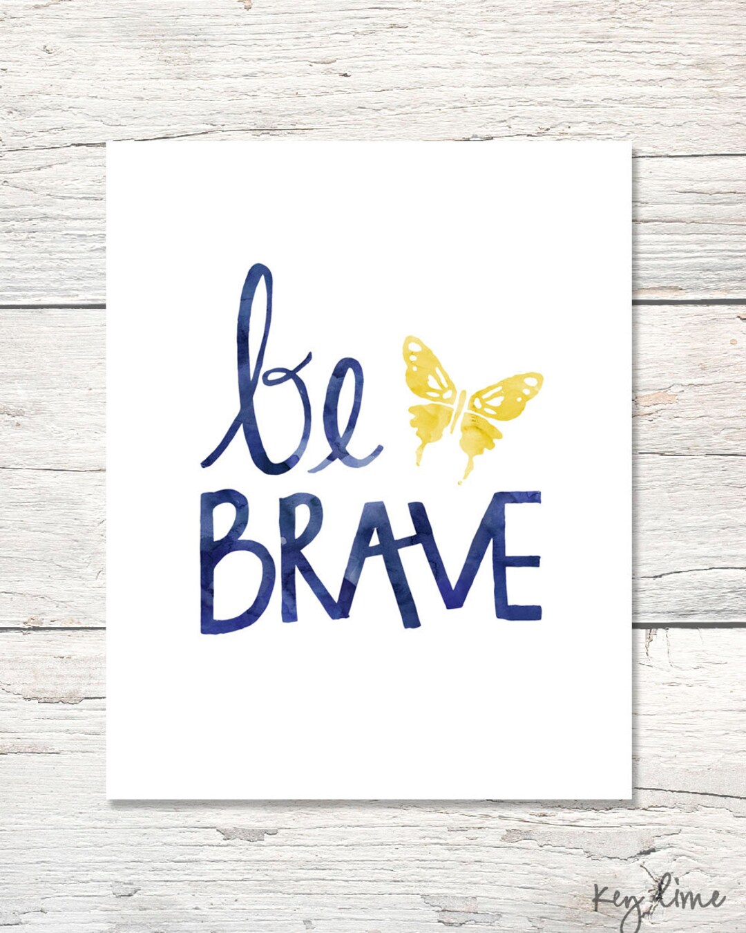 Be Brave in Navy - Printable Art Print - Watercolor - Etsy