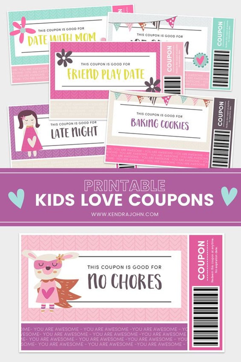 Kids Reward Coupons Printable Love Coupons Coupons for Kids | Etsy