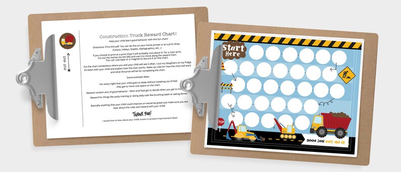 Construction Truck Chart Printable Reward Chart Kids Chore - Etsy