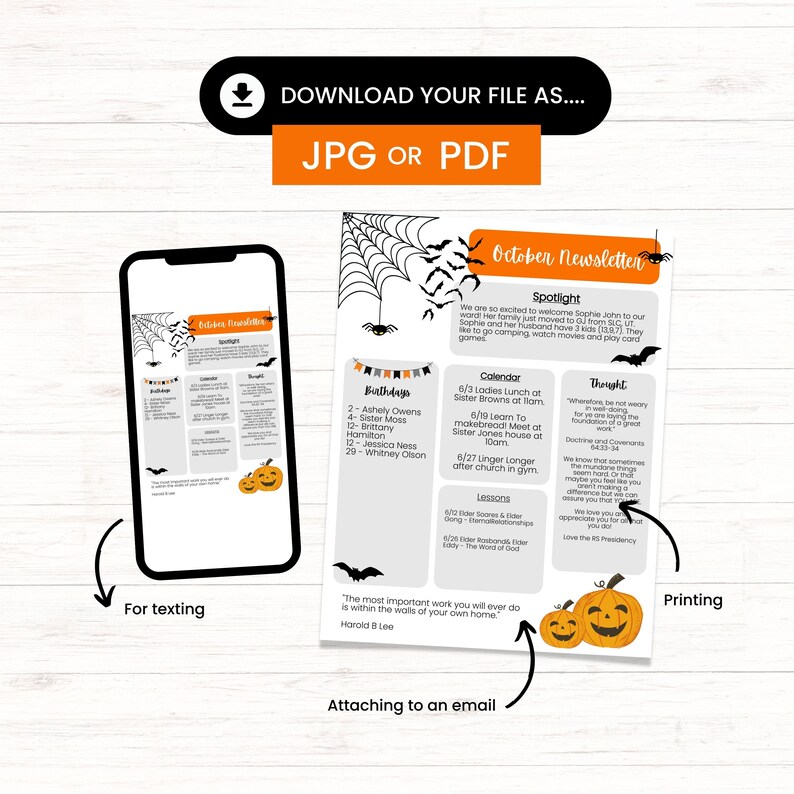 October Newsletter Template, Relief Society Newsletter Template ...