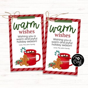 Hot Chocolate Gift Tag, Warm Wishes Gift Tag, Printable Hot Cocoa Tag ...