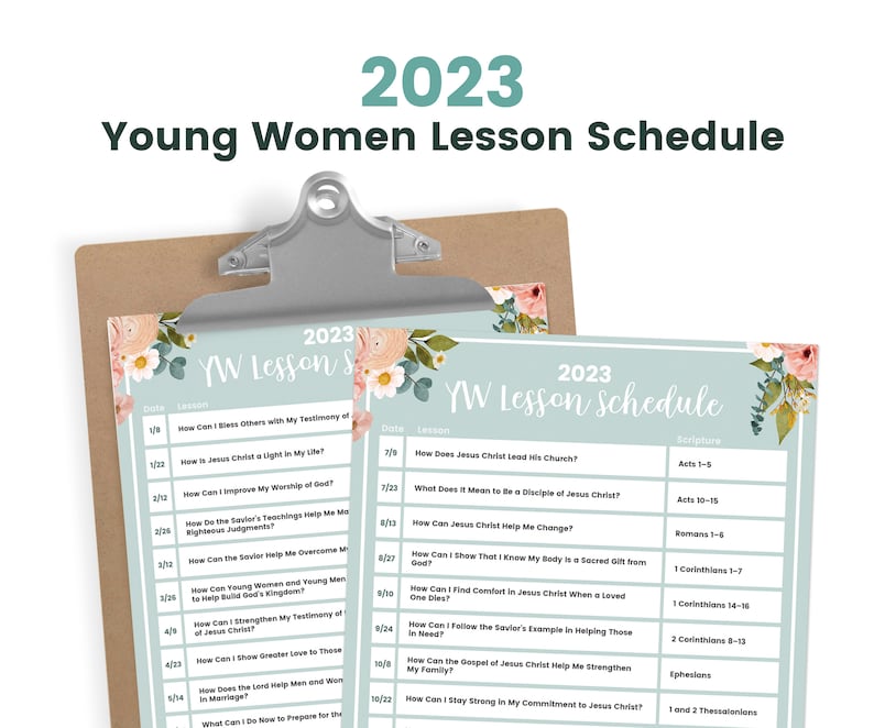 YW Lesson Schedule 2023 Young Women Teaching Schedule Come - Etsy YW Lesson Schedule 2023 Young Women Teaching Schedule Come - Etsy