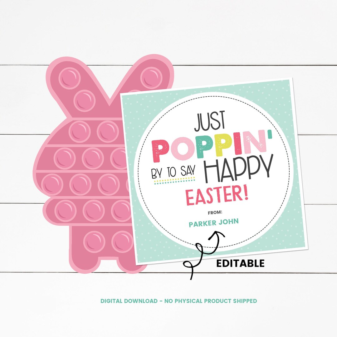 Easter Pop It, Easter Class Gifts, Printable Pop It Tag, Easter Basket ...