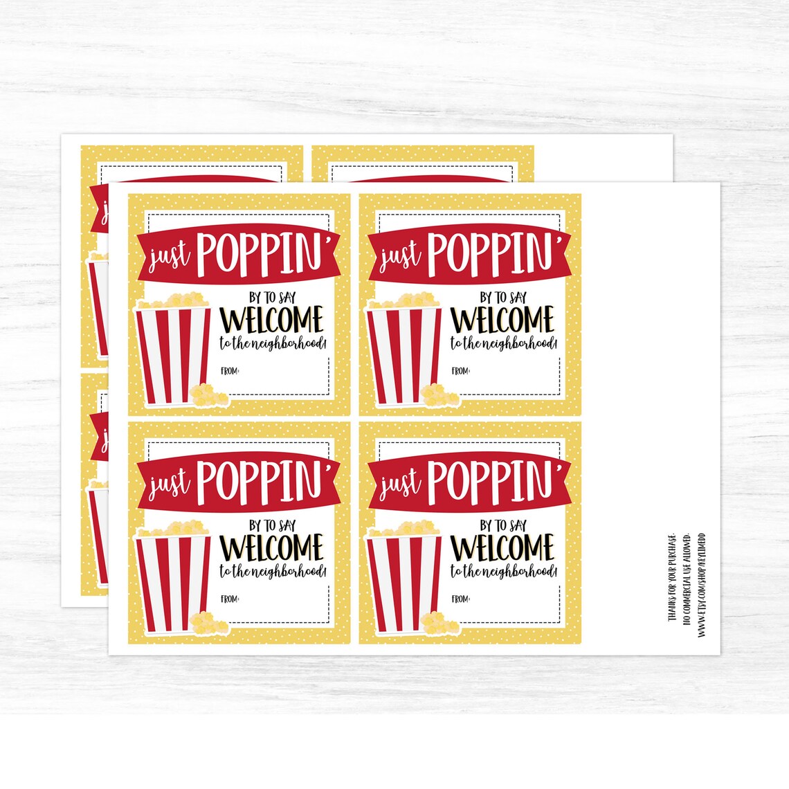 Popcorn Welcome Tag Welcome to the Neighborhood New Neighbor - Etsy