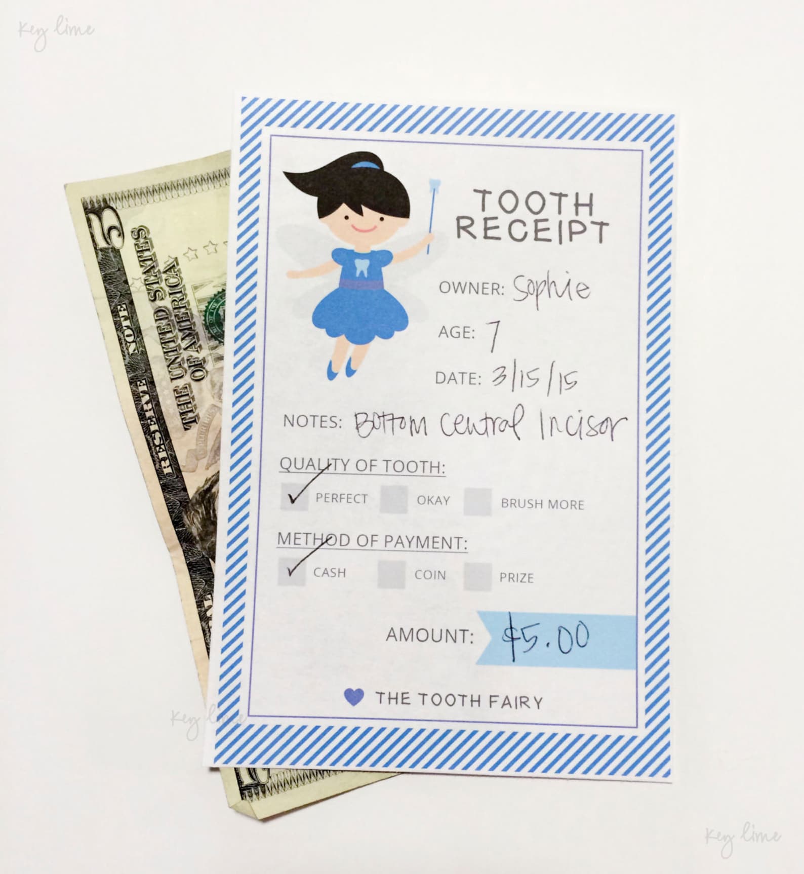 Tooth Fairy Receipt 4 Colors Printable - Etsy
