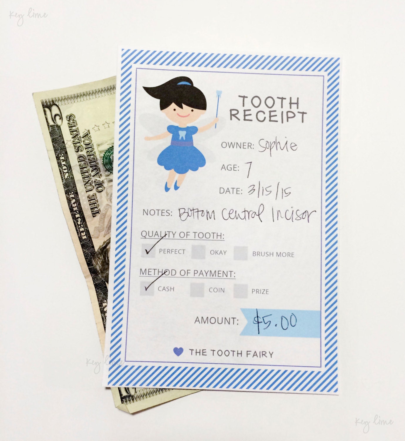 Tooth Fairy Receipt 4 Colors Printable - Etsy