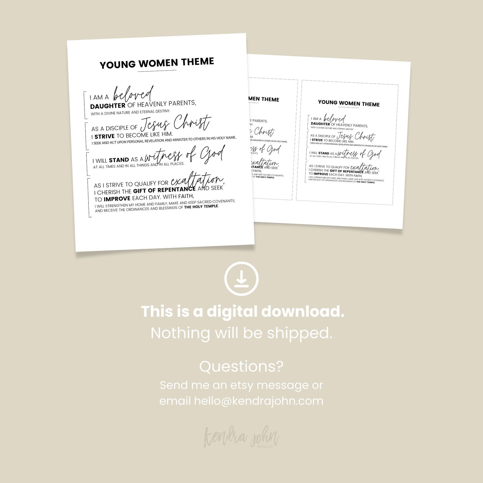 Young Women Theme Printable YW Theme YW Theme Poster Young - Etsy