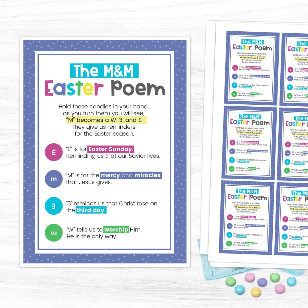 Easter Poem, Easter M&M Gift Tag, Easter Handout LDS, Easter Church ...