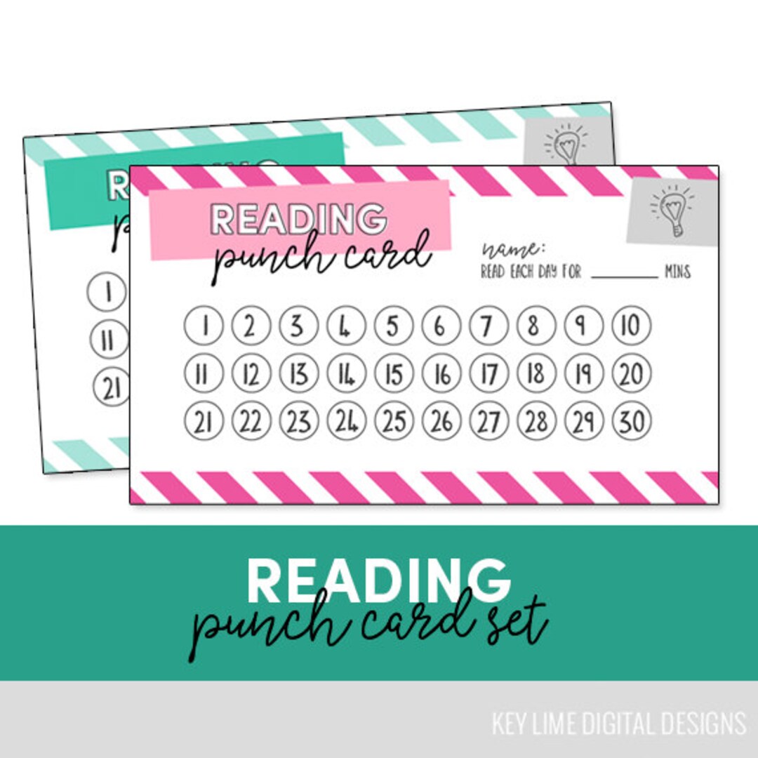 Reading Punch Card, Homework Punch Card, Reading Log - Etsy
