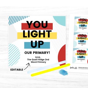 Primary Birthday Tag, Glow Stick Gift, Finger Light Tag, LDS Primary ...