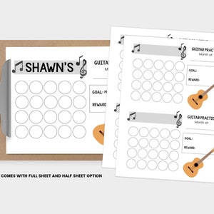 Guitar Practice Chart, Printable Practice Log, Guitar Teacher, Guitar ...
