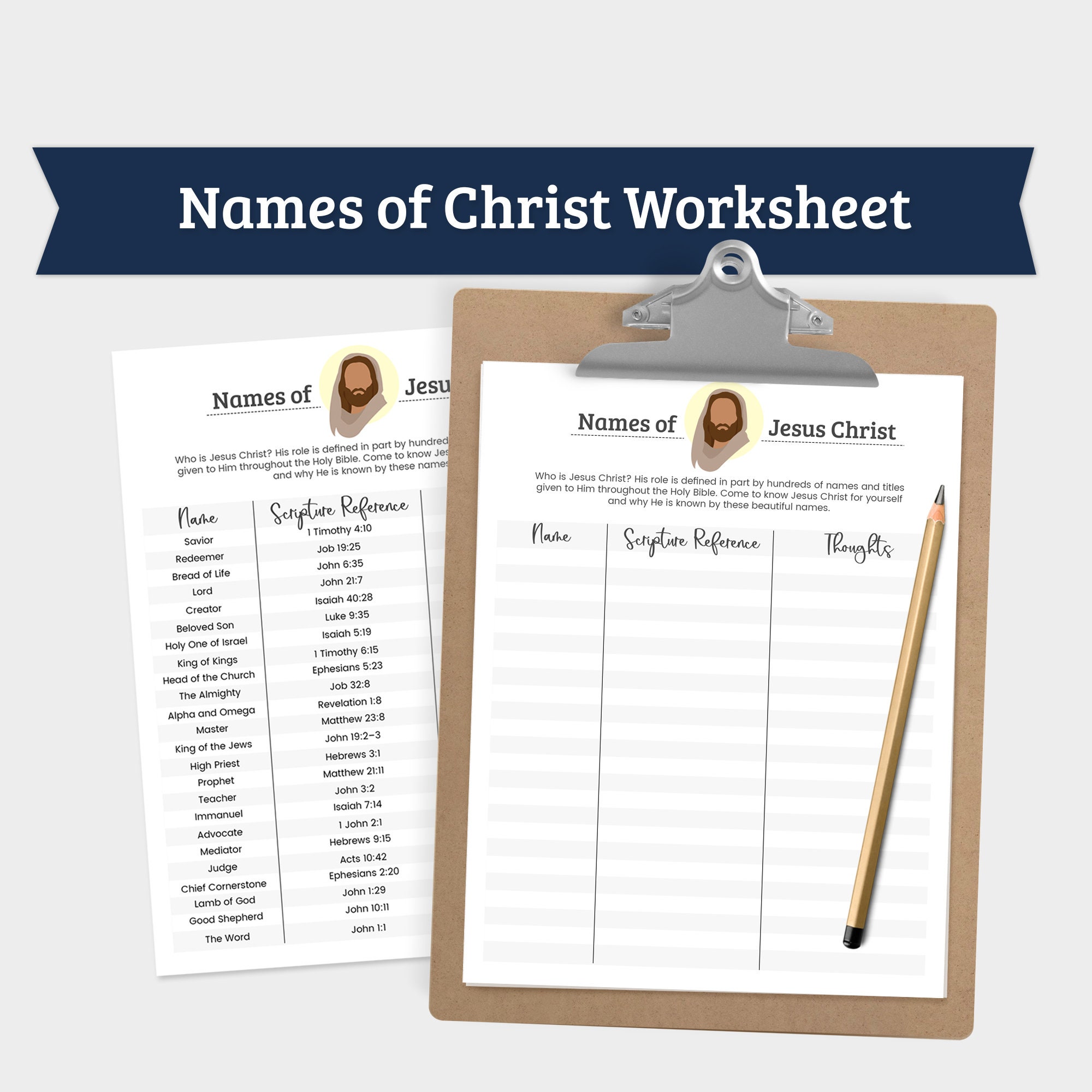 Names of Jesus, Lesson on Jesus Christ, Bible Study Worksheet, Sunday ...