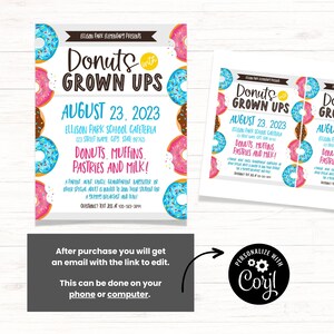 Donuts With Grown Ups, Pastries With Parents Flyer, Donuts With Dads ...