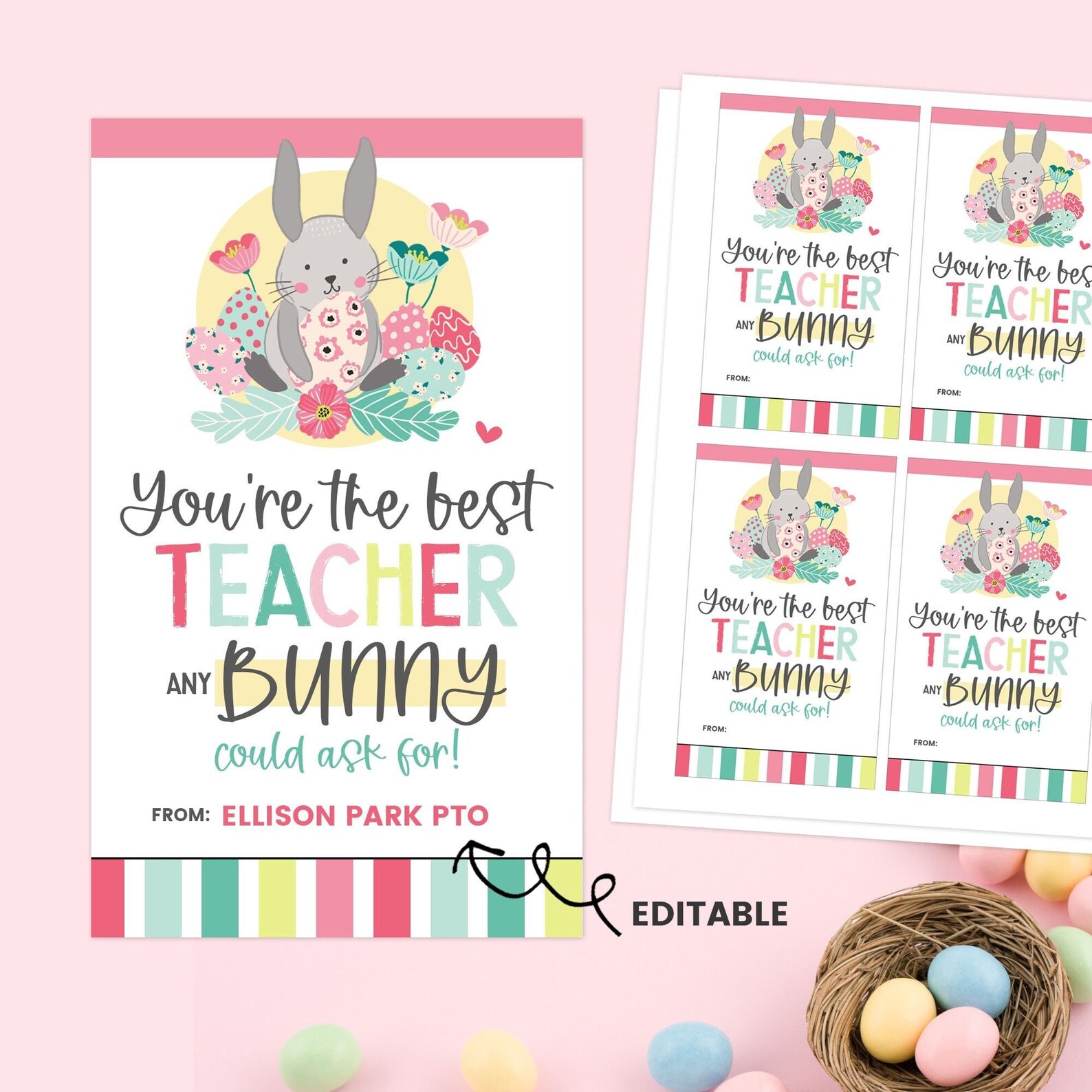 Easter Teacher Appreciation, Easter Teacher Printable, Bunny Printable ...