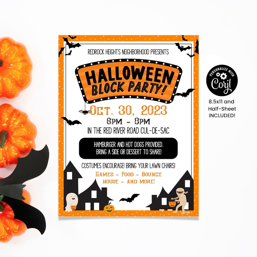 Halloween Block Party, Block Party Invite, Neighborhood Party, Costume ...