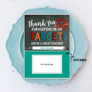 On Target Printable, Teacher Appreciation Gift Card Holder, Teacher ...
